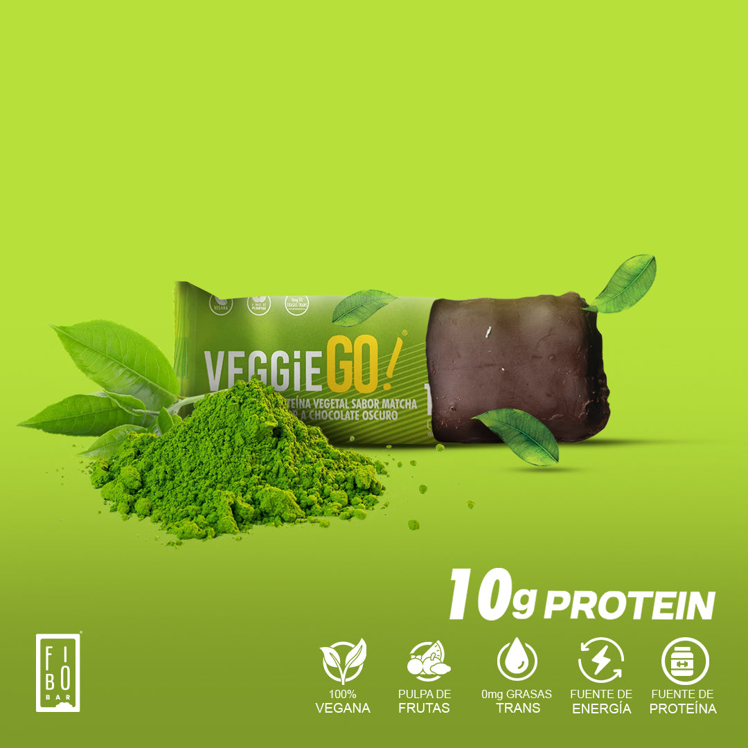 VEGGIE GO! 10g Protein/Matcha 100% VEGANA – Fibo.mx | Barras